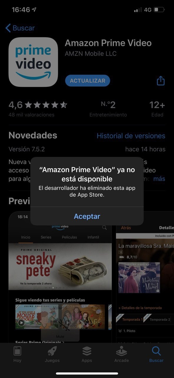 Amazon Prime Video ha desaparecido de la App Store
